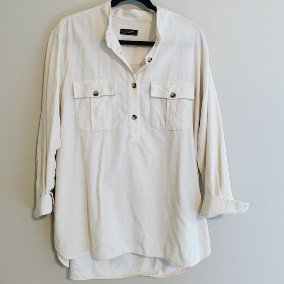 Zara | Tops | Zara Quarter Button Shirt | Poshmark